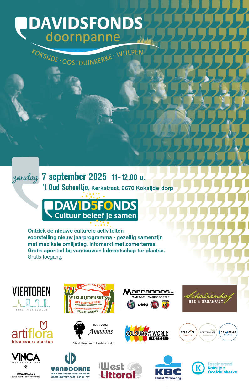Startbijeenkomst Davidsfonds Doornpanne - Programma 2025-2026 | Kerknet